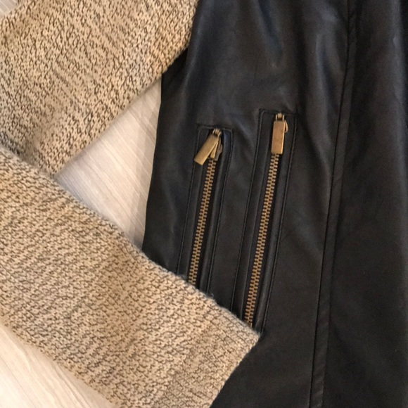 Daytrip | Jackets & Coats | Pleather Jacket With Sweater Sleeves | Poshmark